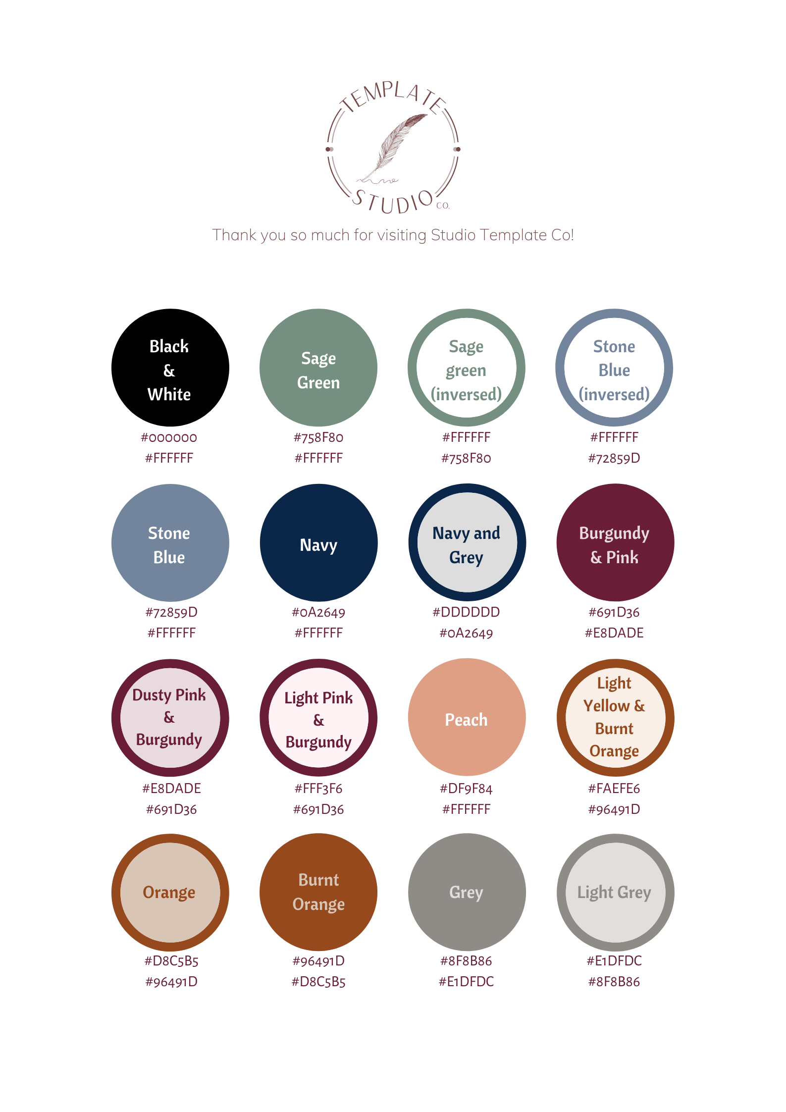 Wedding Colour Scheme HEX codes – Studio Template Co