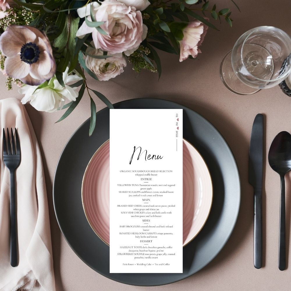 ANGELINE Minimalist Dinner menu – Studio Template Co