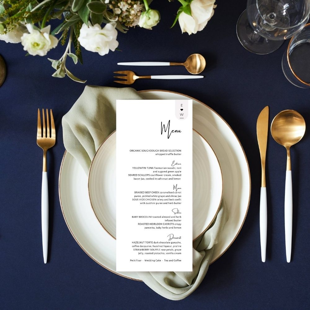 AMSIE Minimalist Dinner menu – Studio Template Co