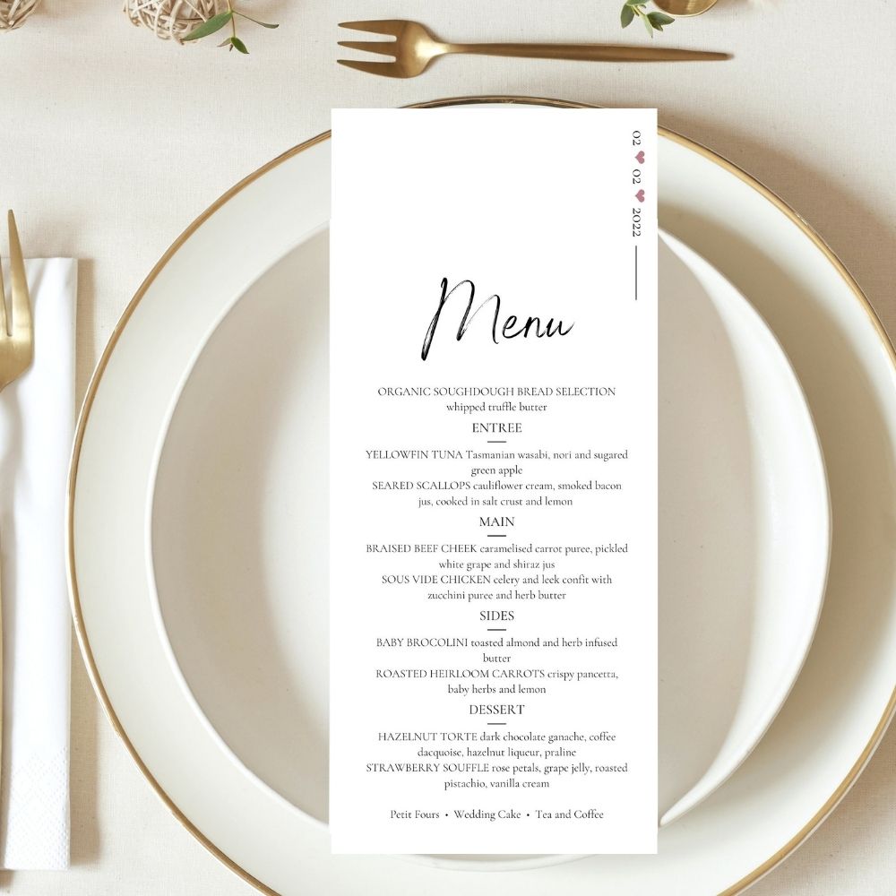 ANGELINE Minimalist Dinner menu – Studio Template Co