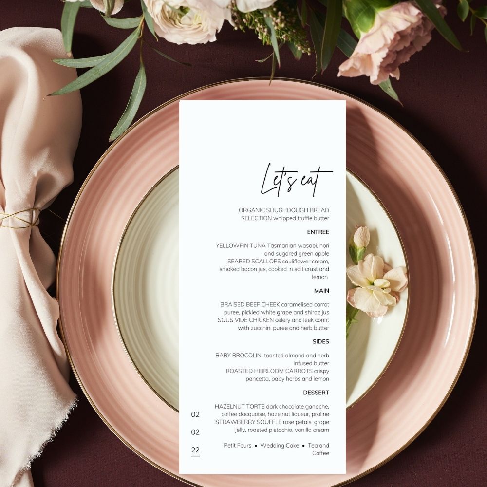 BRITNEY Minimalist Dinner menu – Studio Template Co