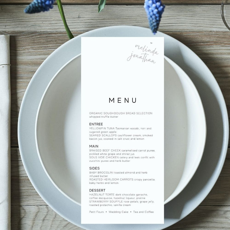 GISELLE Minimalist Dinner menu – Studio Template Co