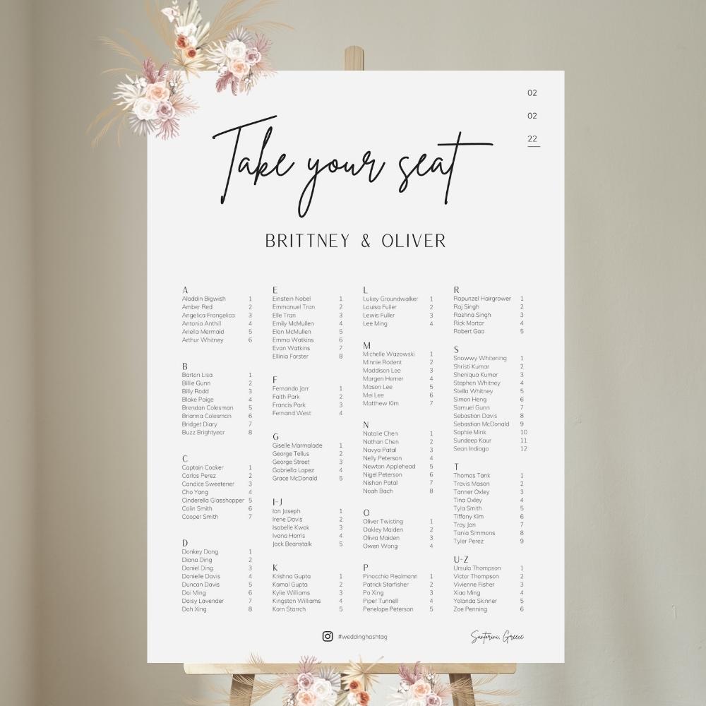 BRITNEY Minimalist Seating Chart – Studio Template Co